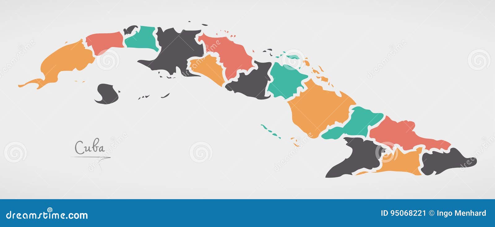 Cuba Map with States and Modern Round Shapes Stock Vector ...
