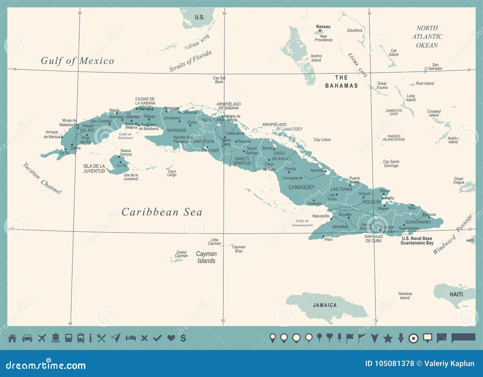 Cuba Map - Vintage Detailed Vector Illustration Stock Illustration ...