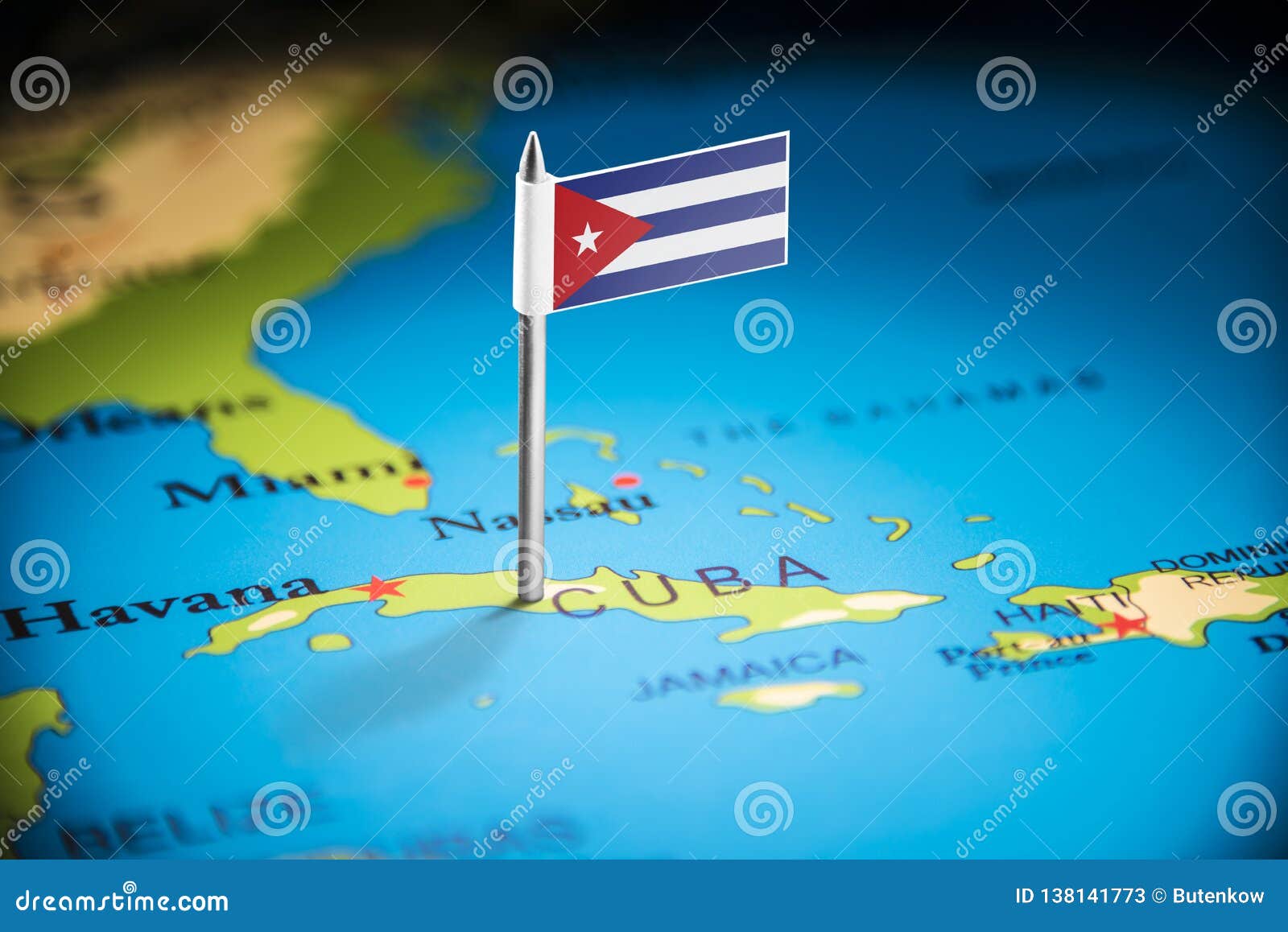 Cuba Marked with a Flag on the Map Stock Image - Image of identity ...