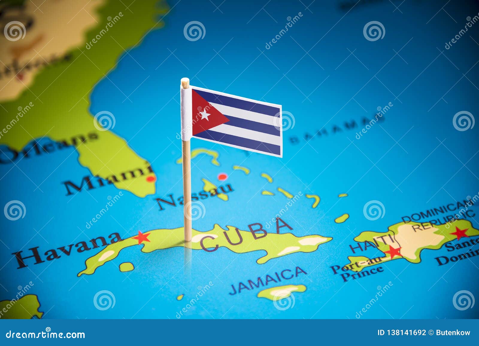 Cuba Marked with a Flag on the Map Stock Photo - Image of nationality ...