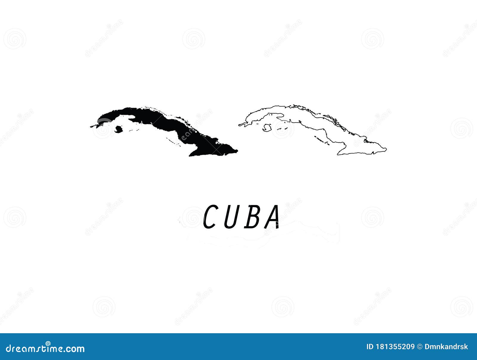 Cuba Outline Map Country Shape National Borders State Island Stock