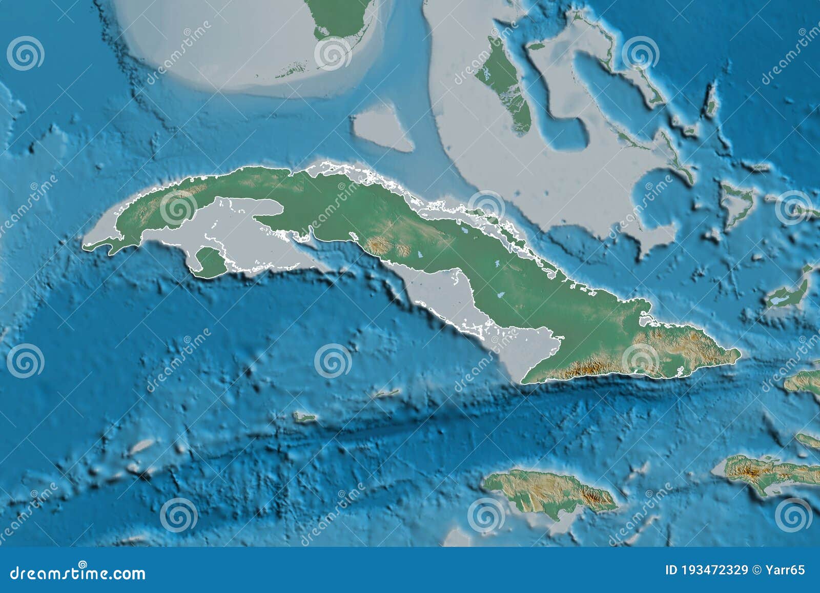 Cuba outlined. Relief stock illustration. Illustration of science ...