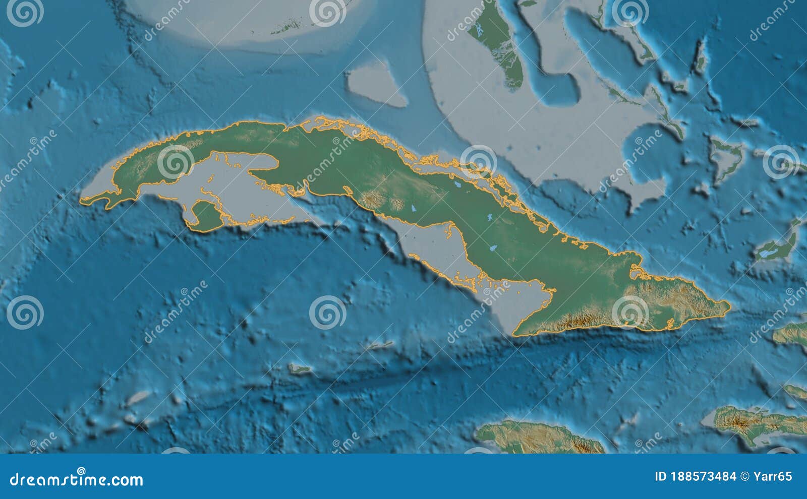 Cuba - overview. Relief stock illustration. Illustration of havana ...