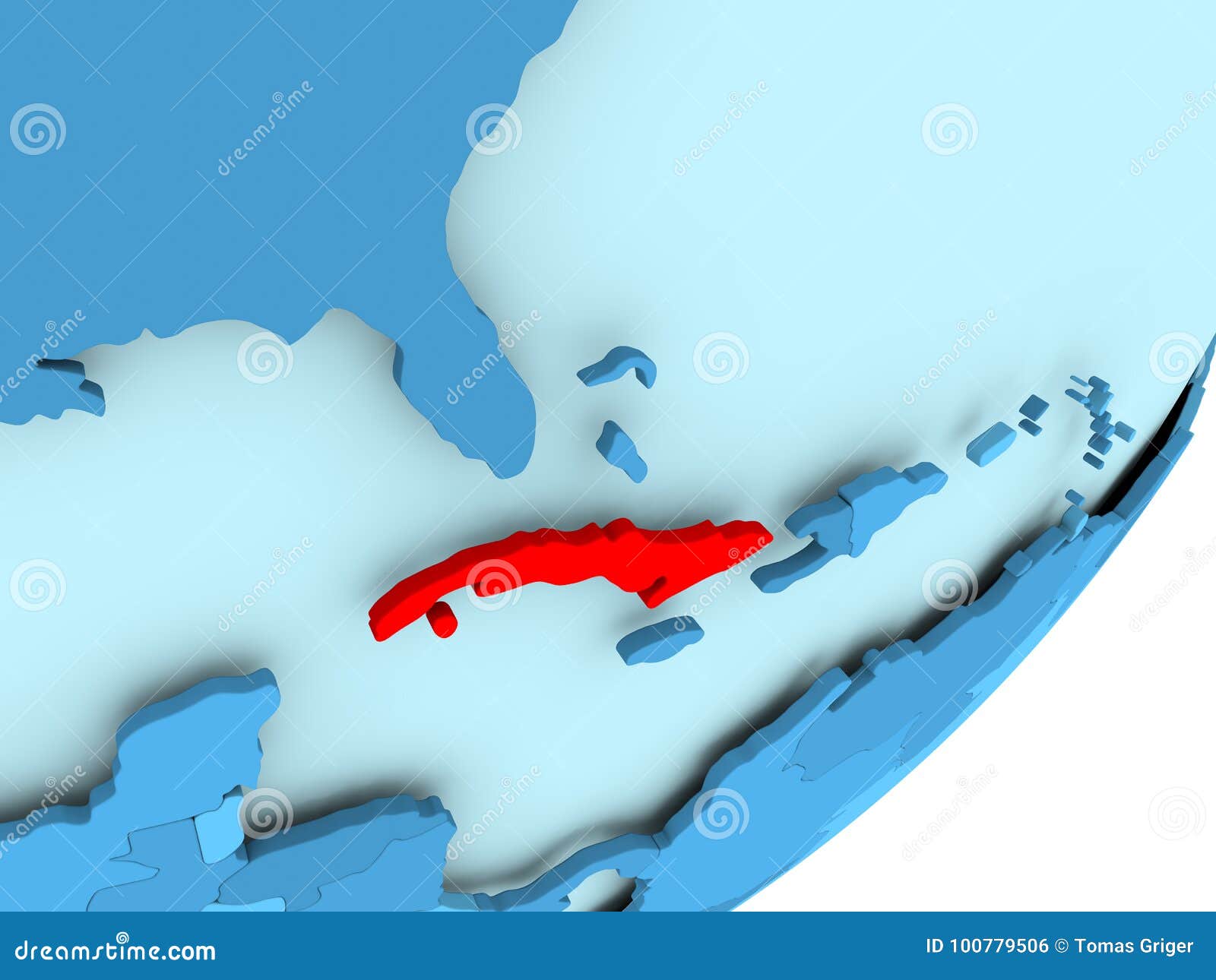 Map of Cuba on Blue Political Globe Stock Illustration - Illustration ...