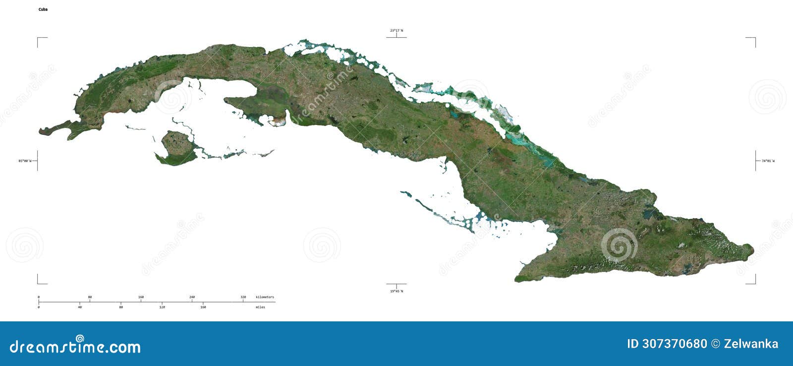 Cuba Shape on White. High-res Satellite Stock Illustration ...