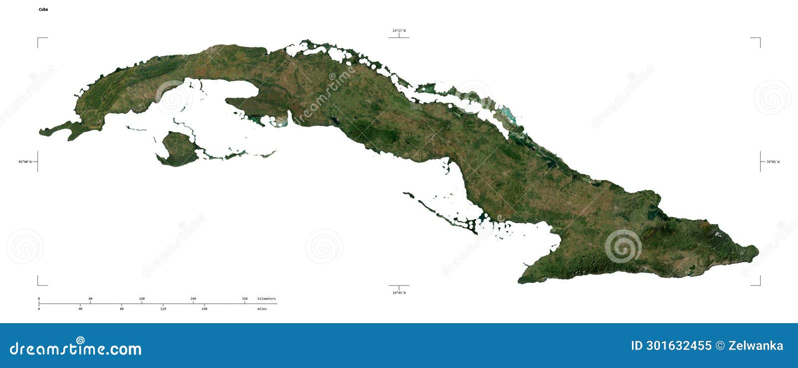 Cuba Shape on White. Low-res Satellite Stock Illustration ...