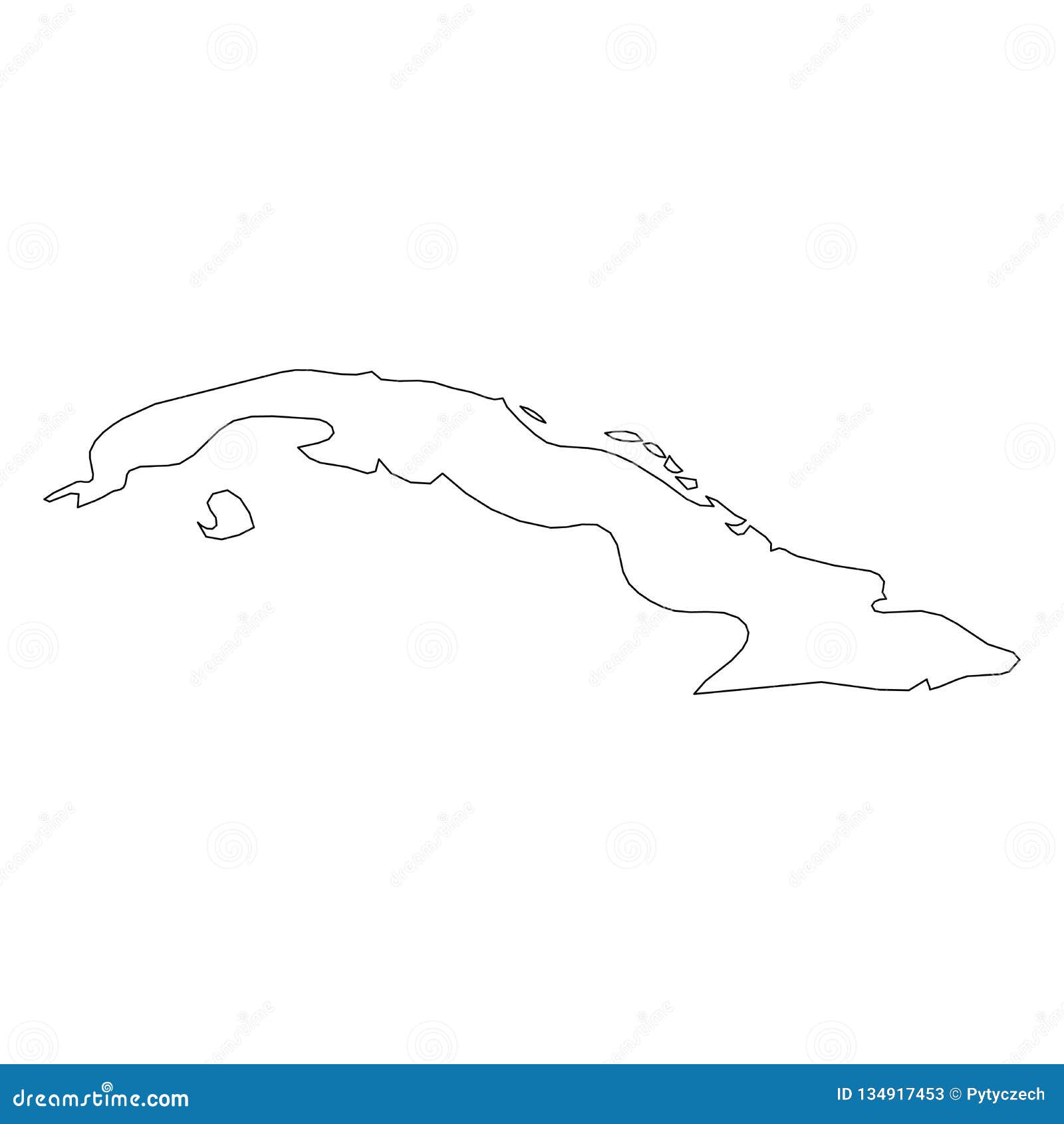Cuba - Solid Black Outline Border Map of Country Area. Simple Flat ...