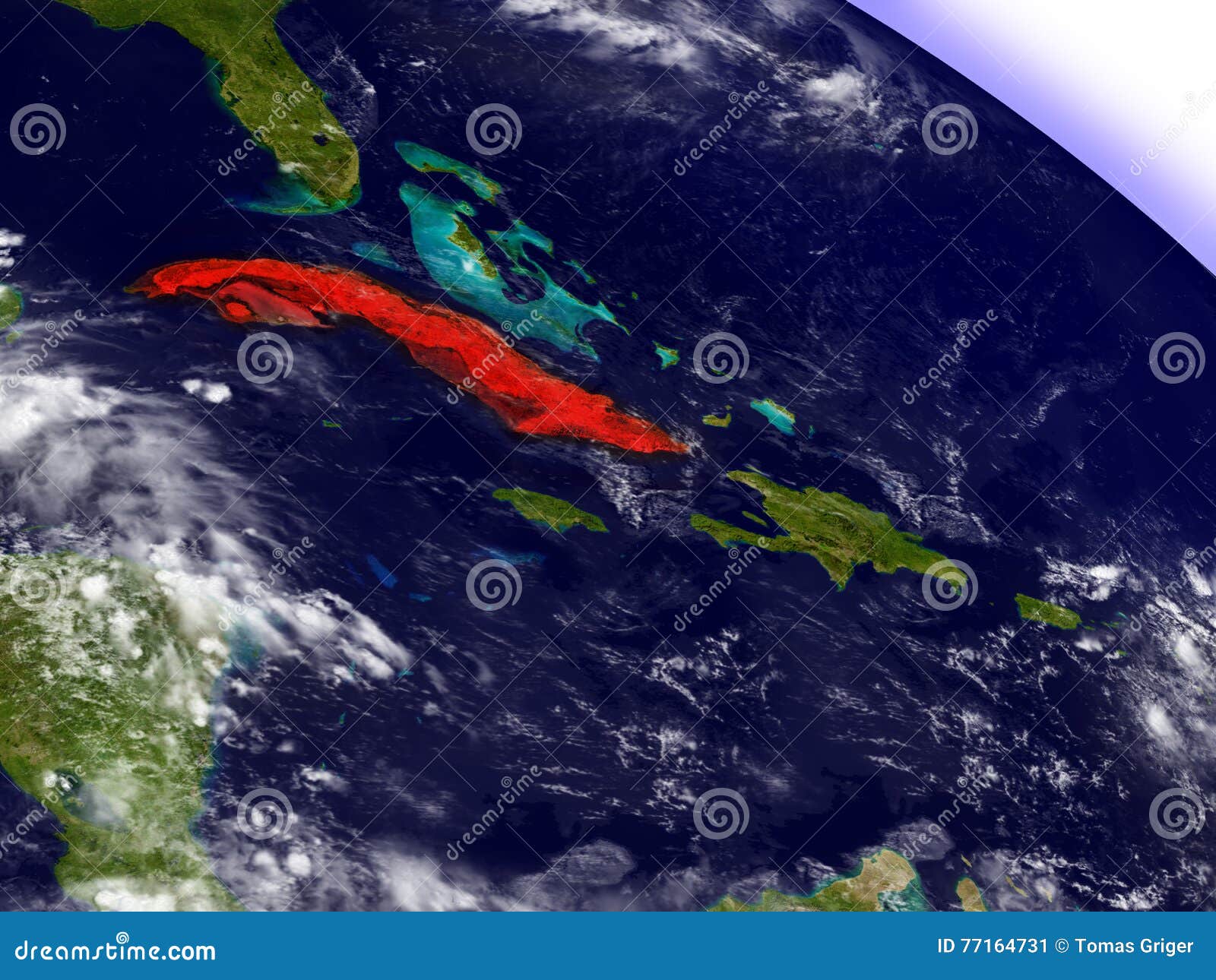 Cuba from Space Highlighted in Red Stock Illustration - Illustration of ...