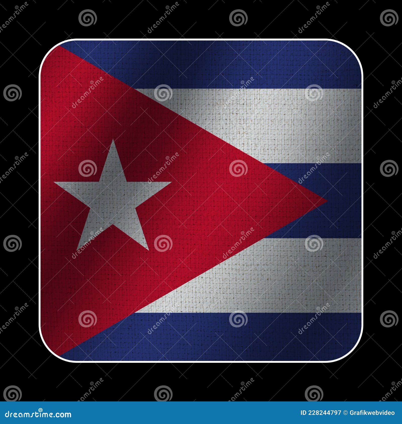 Cuba Square Flag, Fabric Pattern Texture, Black Background, 3D ...