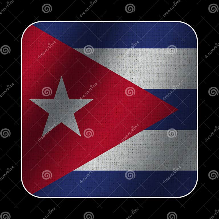Cuba Square Flag, Fabric Pattern Texture, Black Background, 3D ...