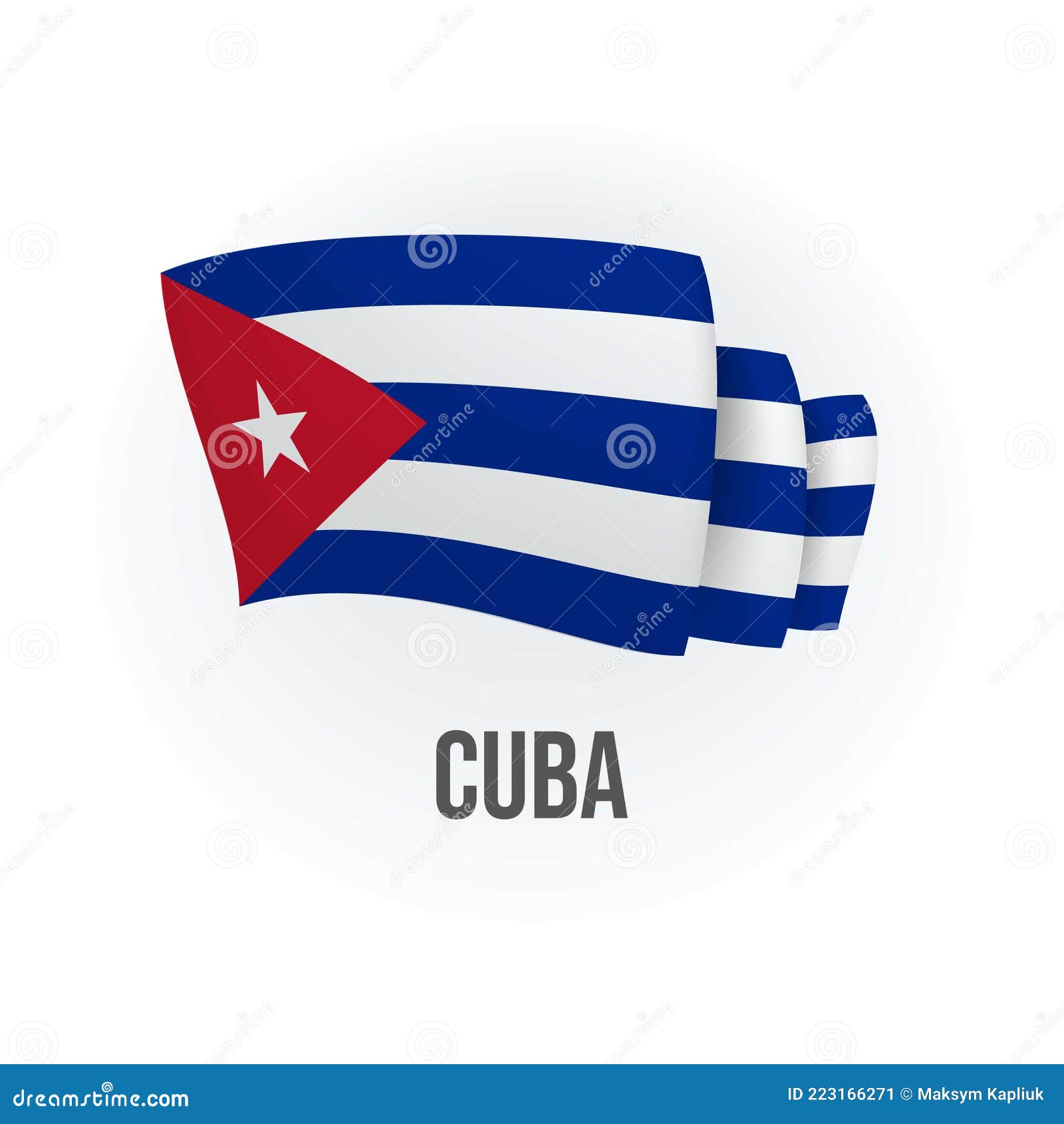 Cuba Vector Flag. Bended Flag of Cuba, Realistic Vector Illustration ...
