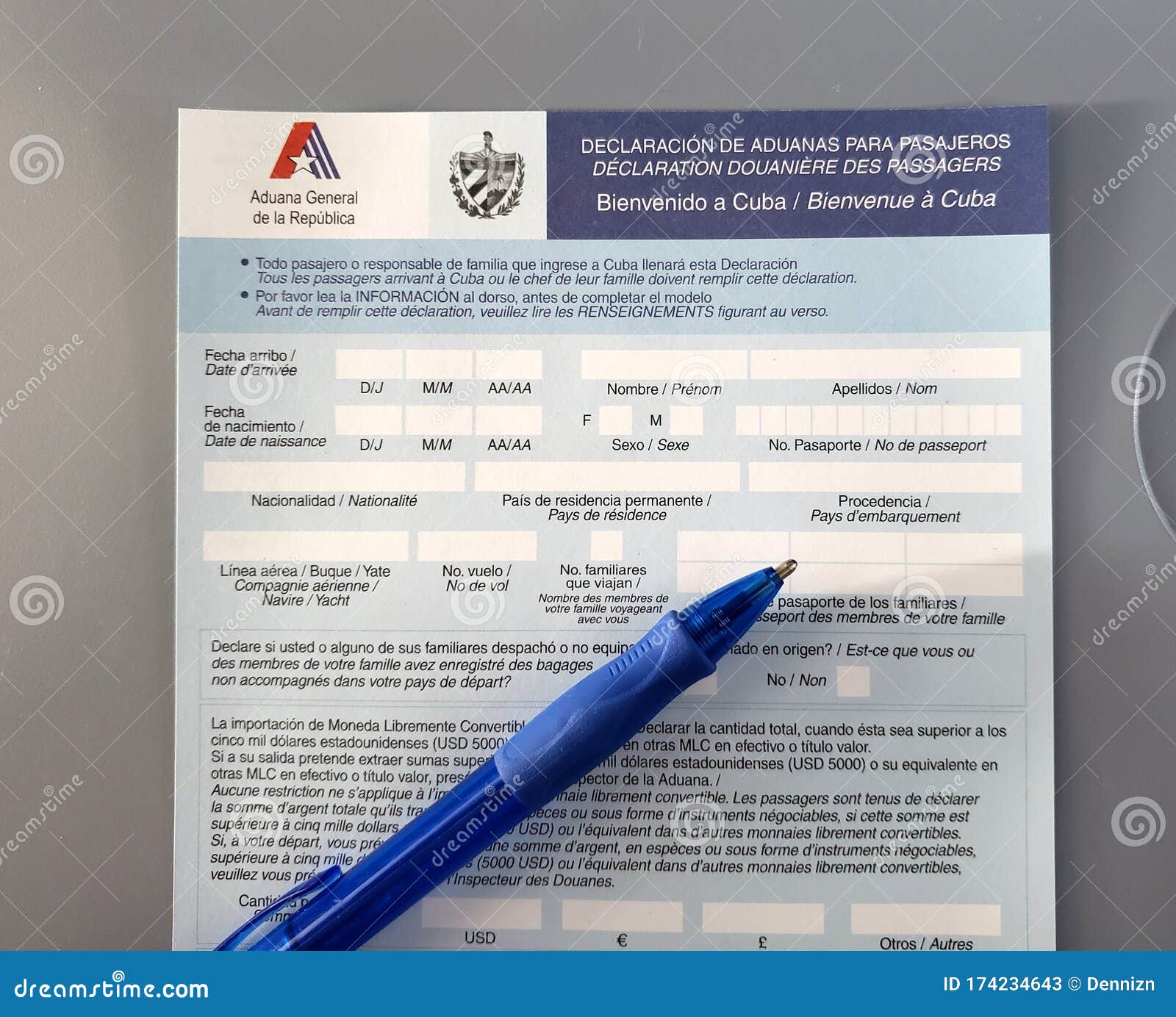 Cuba Visa declaration form editorial stock photo. Image of symbol ...