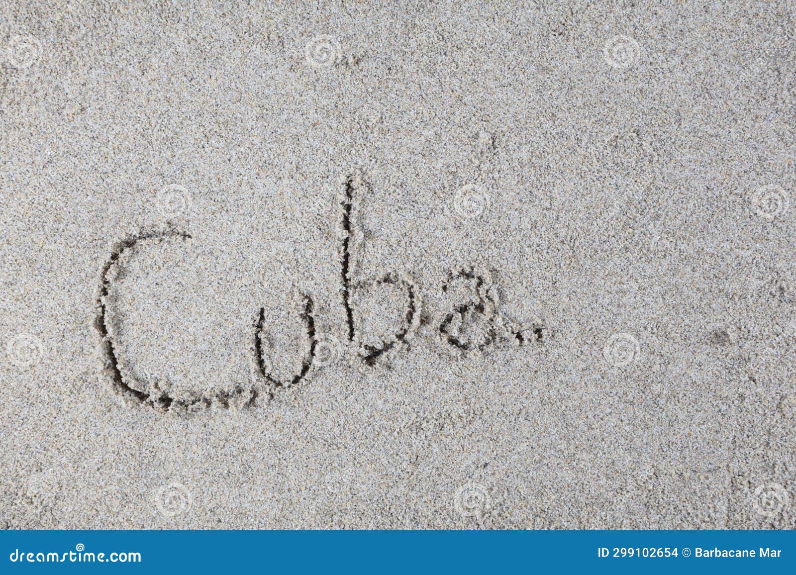 Cuba writing in the sand stock photo. Image of water - 299102654