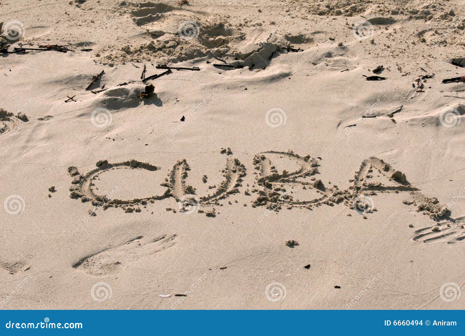 Cuba written on the sand stock photo. Image of seashore - 6660494