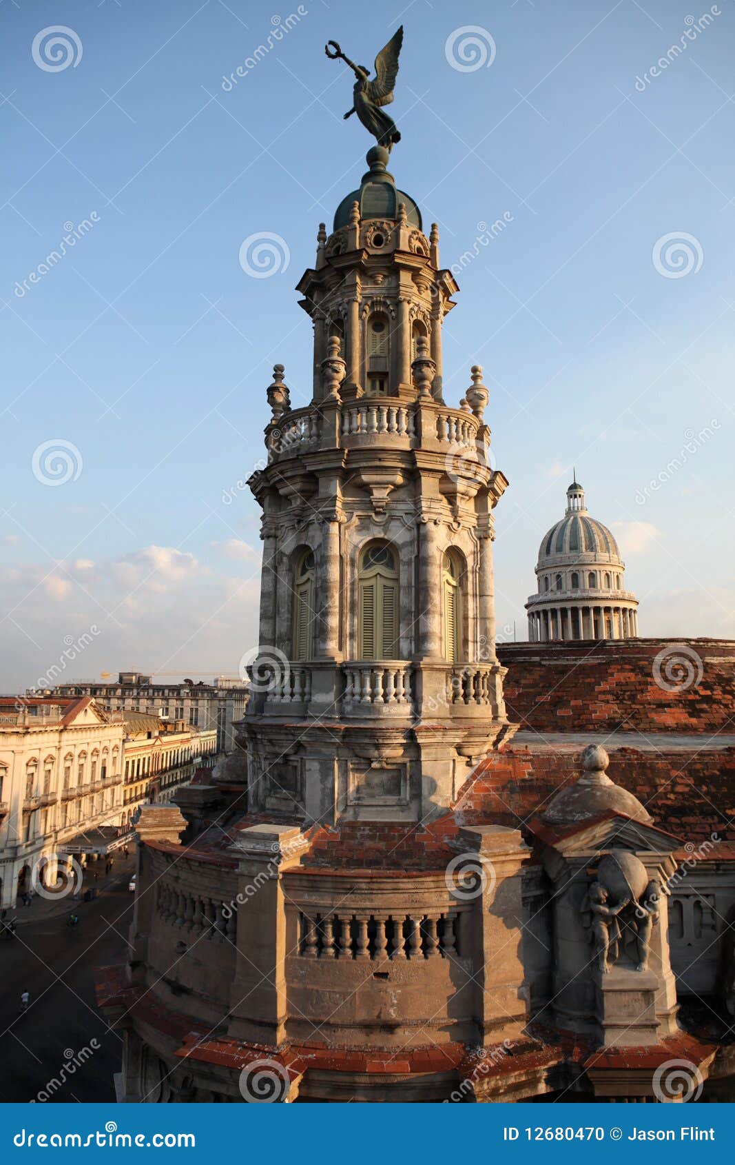 Cuban Architecture in Havana Stock Photo - Image of rooftops, spire ...