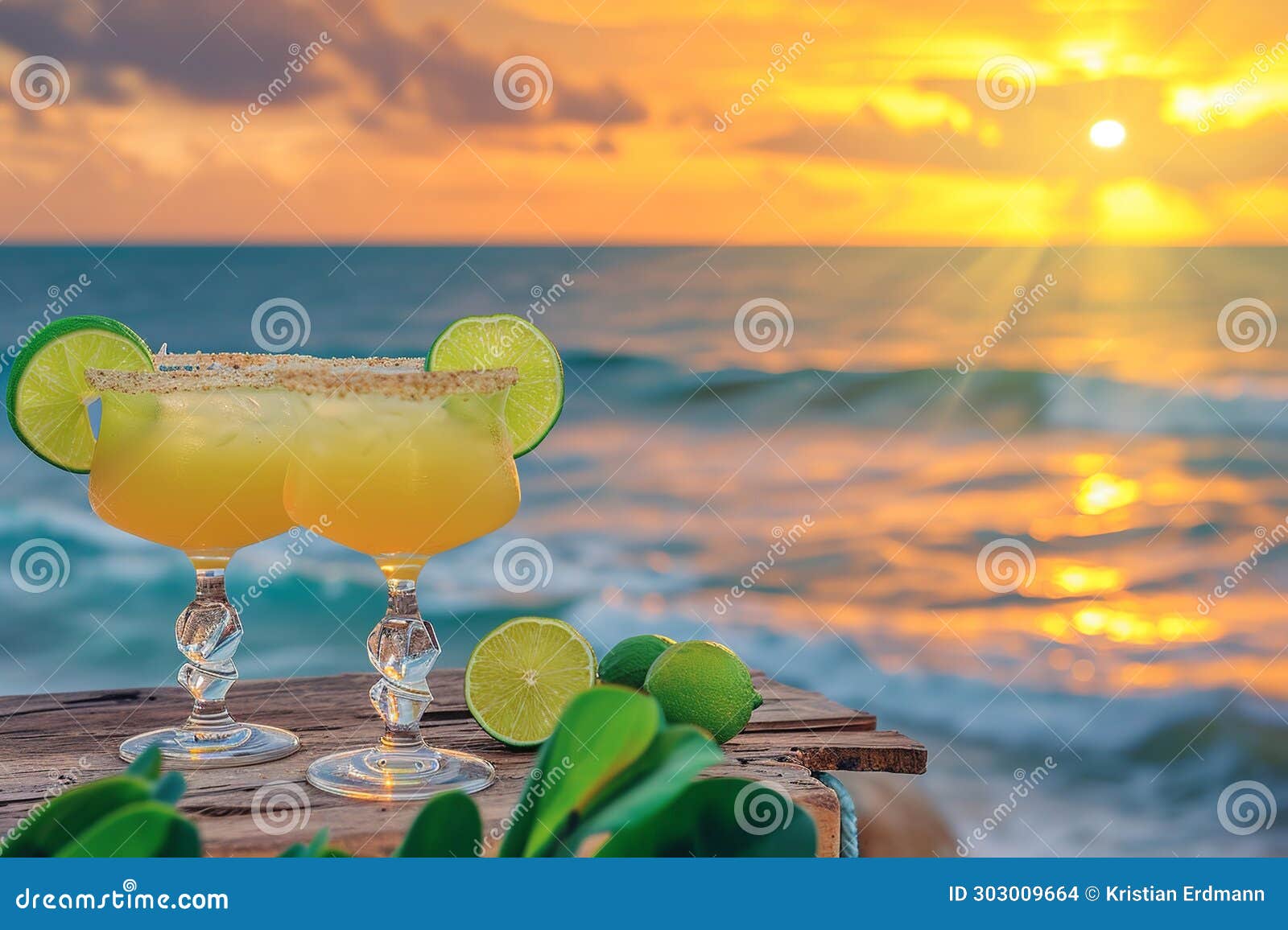 Cuban Beachfront Bar With Daiquiris At Sunset Stock Illustration