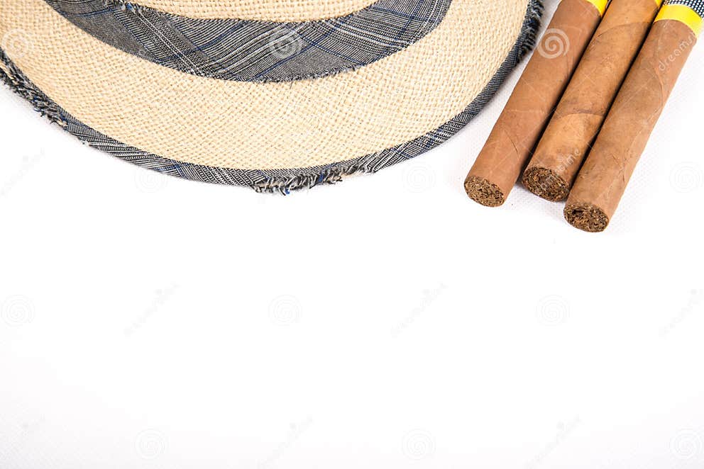 Cuban cigar and hat stock photo. Image of money, cigars - 43221462