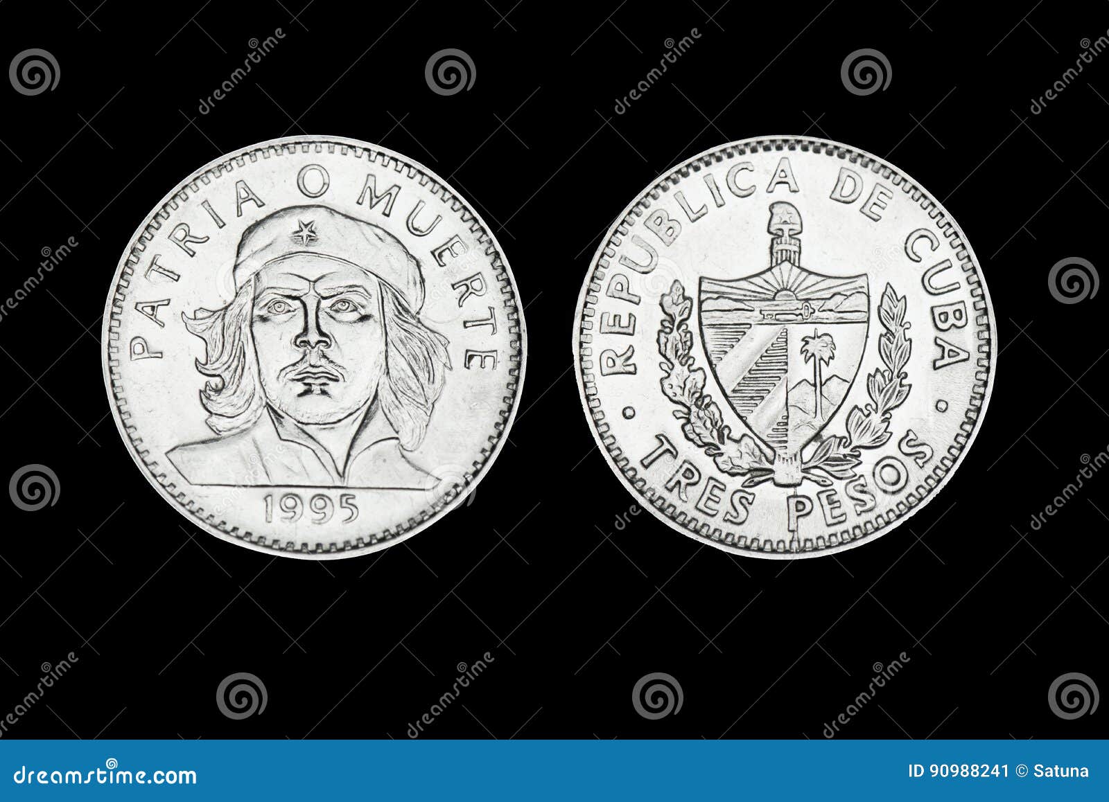 Cuban Coins of Three Pesos with the Face of Che Stock Image - Image of ...