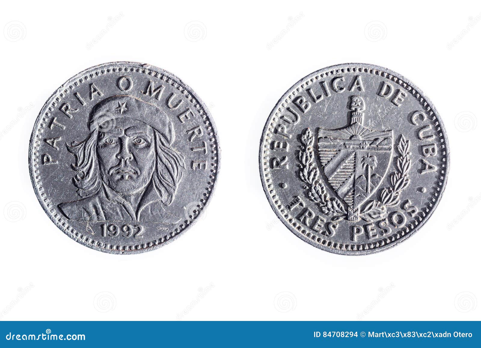 Cuban Currency of Three Pesos Stock Photo - Image of coins, guevara ...