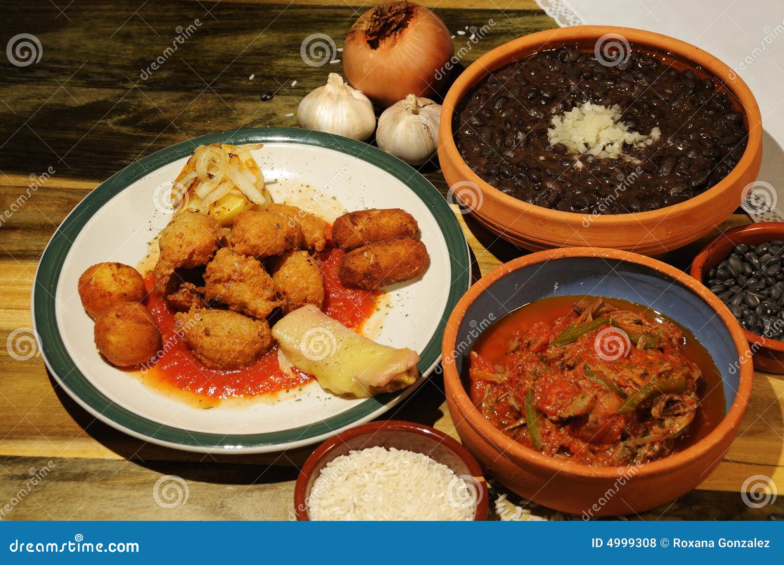 Cuban dishes stock photo. Image of cuban, meat, meal, grain - 4999308