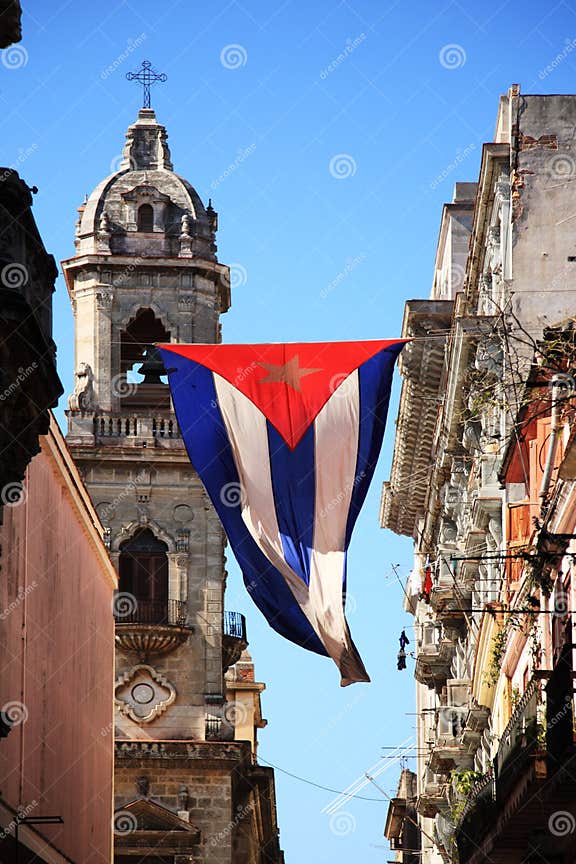 Cuban flag in Havana stock photo. Image of flag, architecture - 10180792