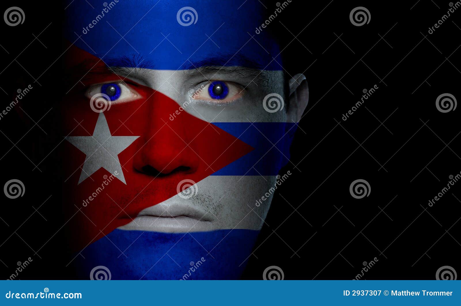 Cuban Flag - Male Face stock image. Image of aggressive - 2937307