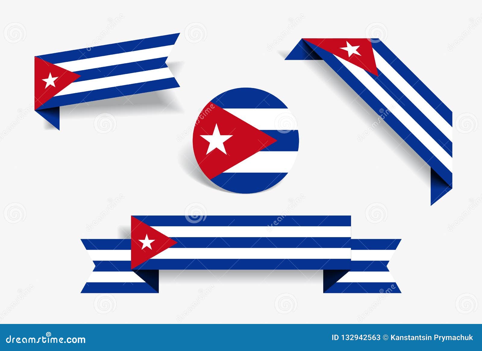 Cuban Flag Stickers and Labels. Vector Illustration. Stock Vector ...