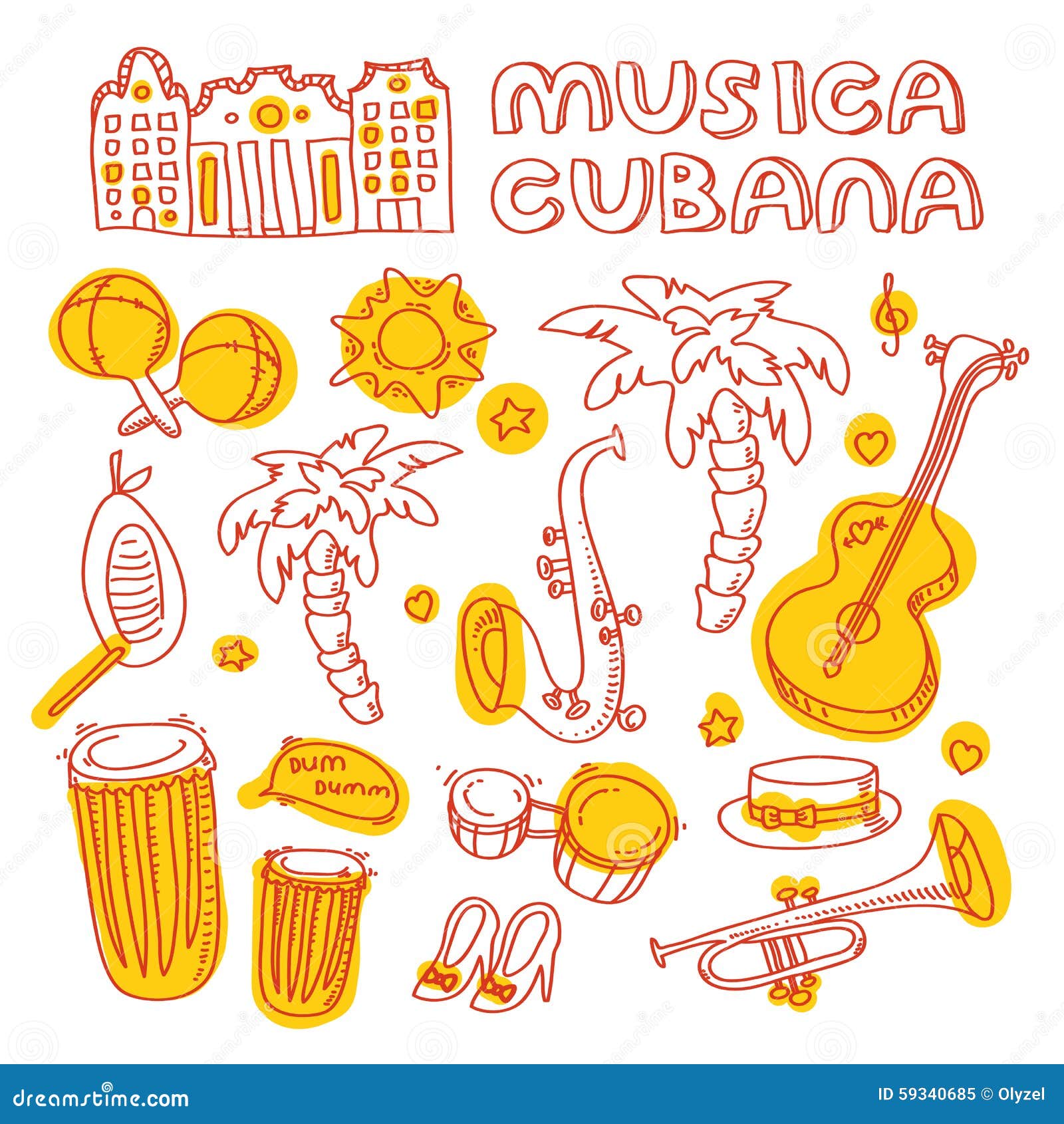 Cuban Music Illustration with Musical Instruments Stock Vector ...