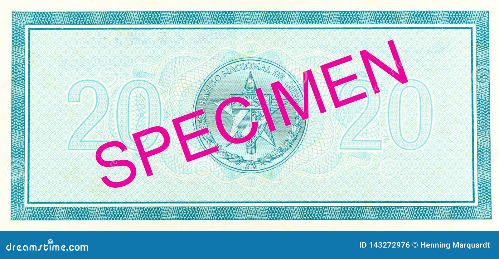 20 Cuban Peso Traveler Cheque Obverse Stock Photo - Image of business ...