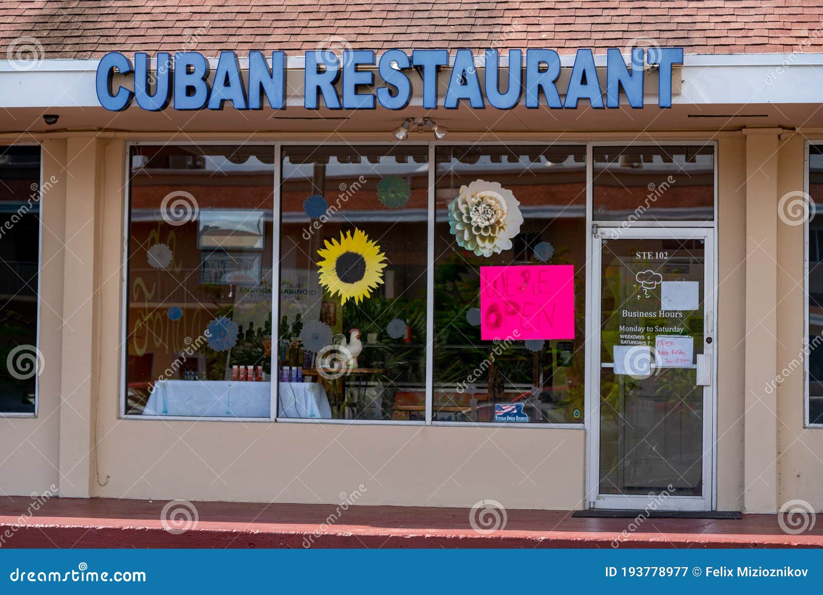 Cuban Restaurant In Little Havana With A Mural Representing The Cuban ...