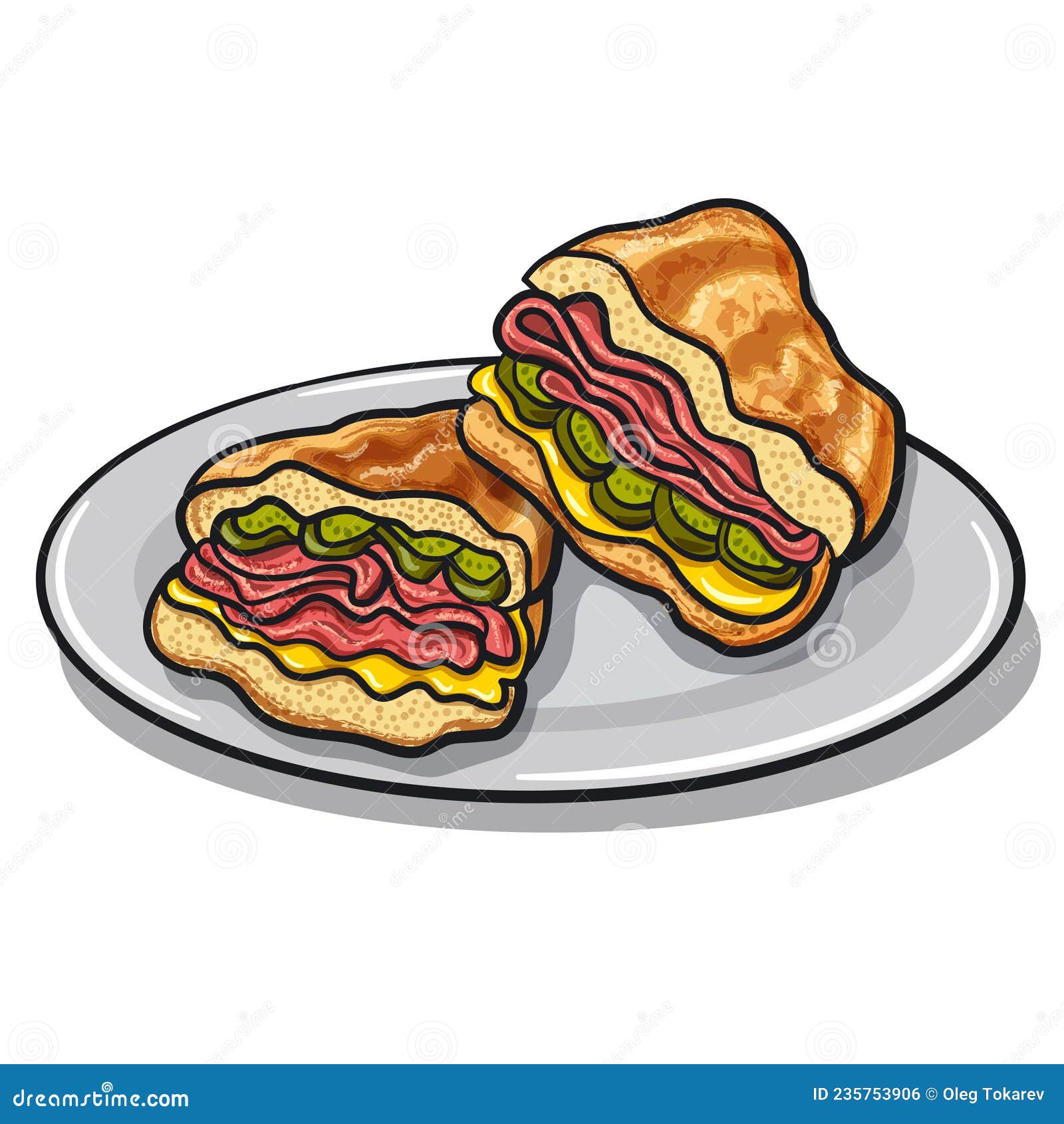 Cuban Sandwiches With Ham Vector Illustration | CartoonDealer.com ...