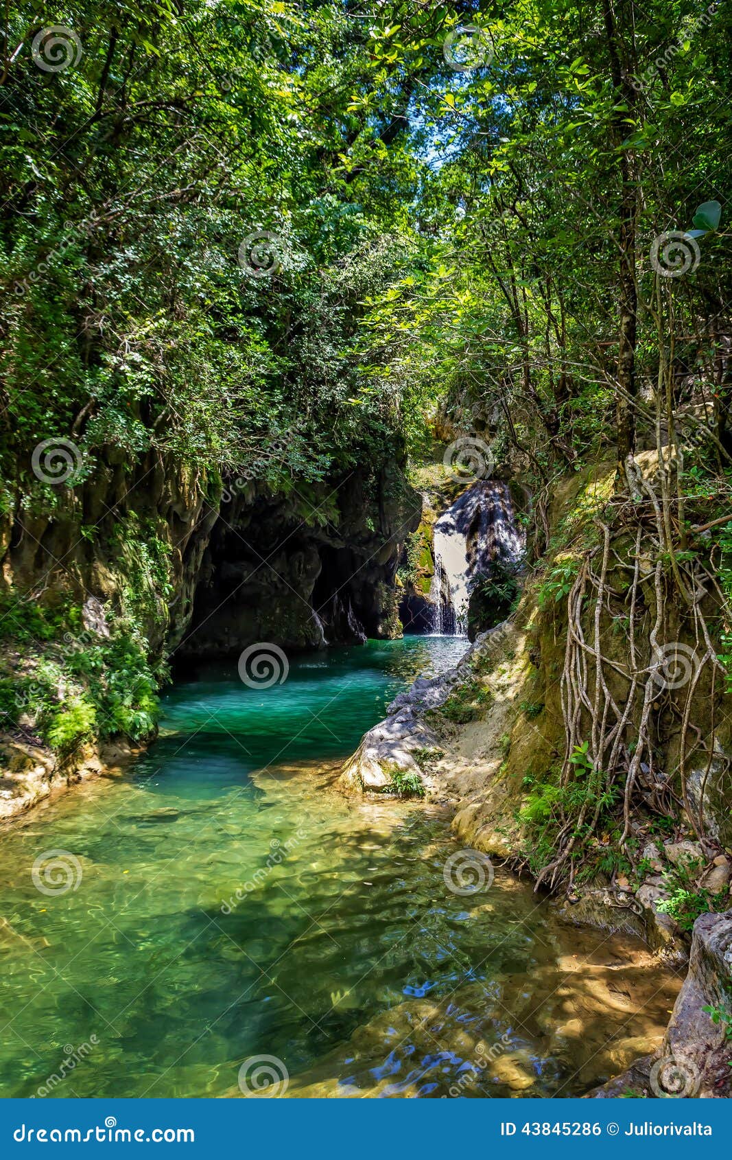 Cuban Waterfall and river stock photo. Image of cascade - 43845286