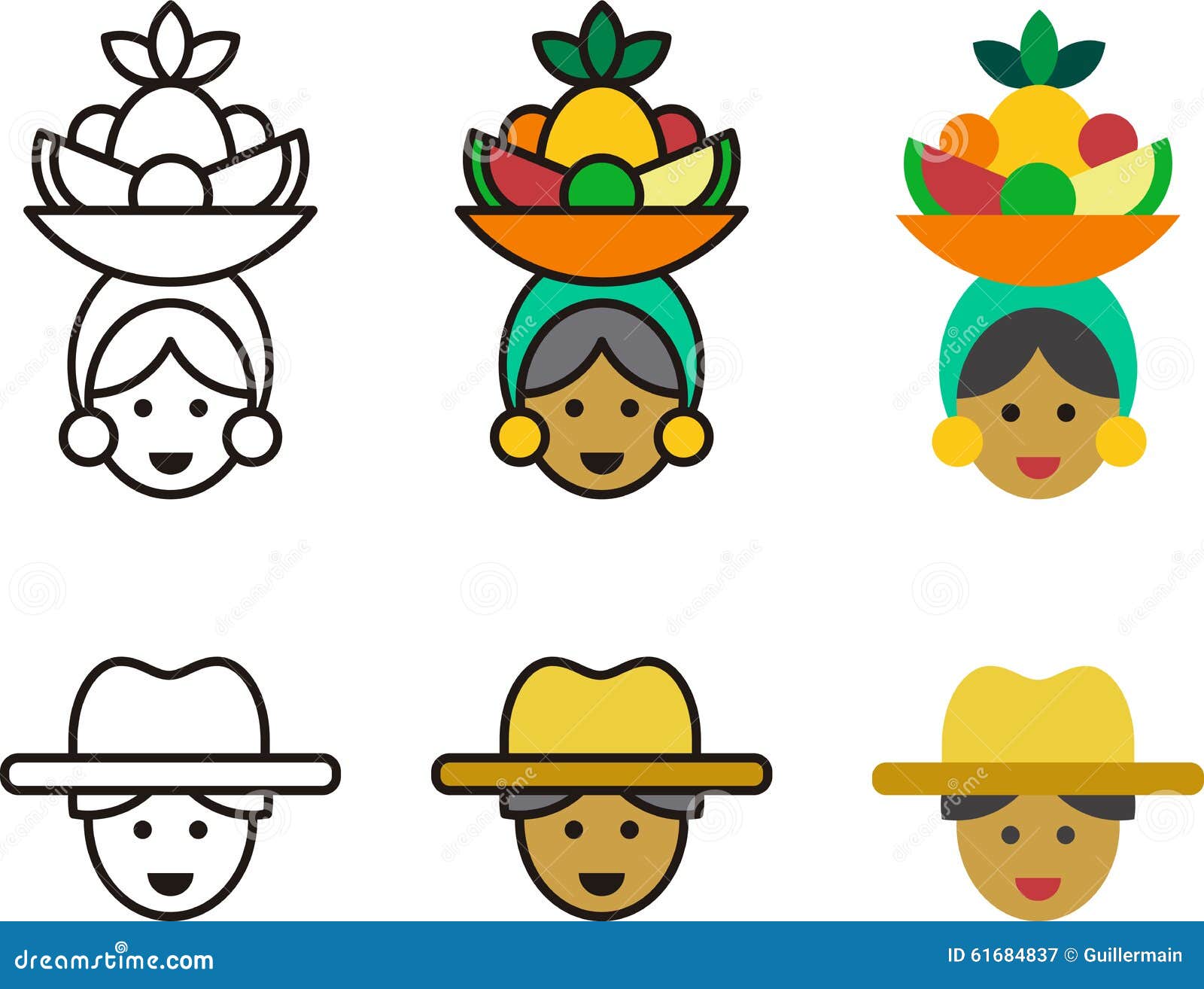 Cuban woman and man icons stock vector. Illustration of girl - 61684837