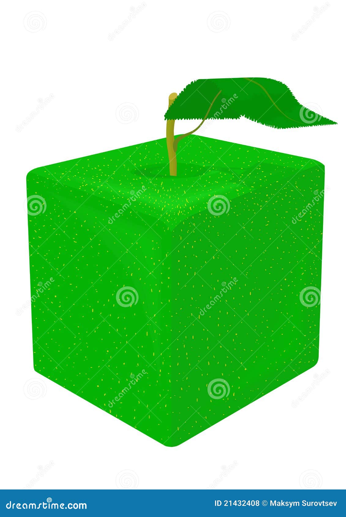 Cube apple stock vector. Illustration of fruit, square - 21432408