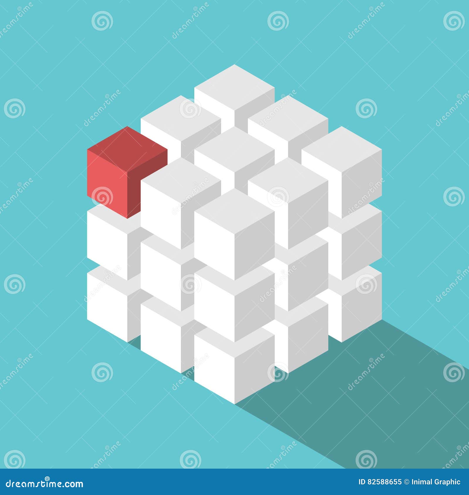 Cube assembled of blocks stock vector. Illustration of complete - 82588655