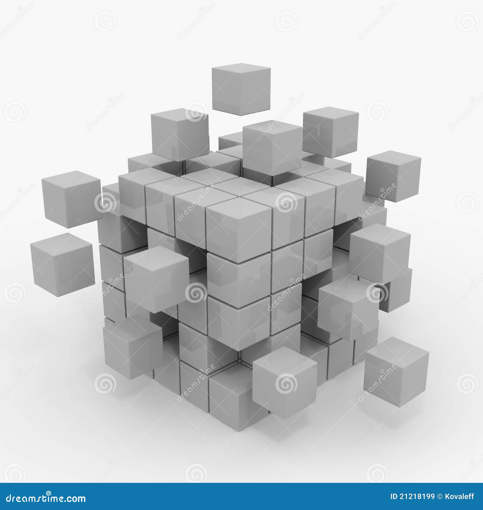 Cube Assembling from Blocks Stock Illustration - Illustration of shadow ...