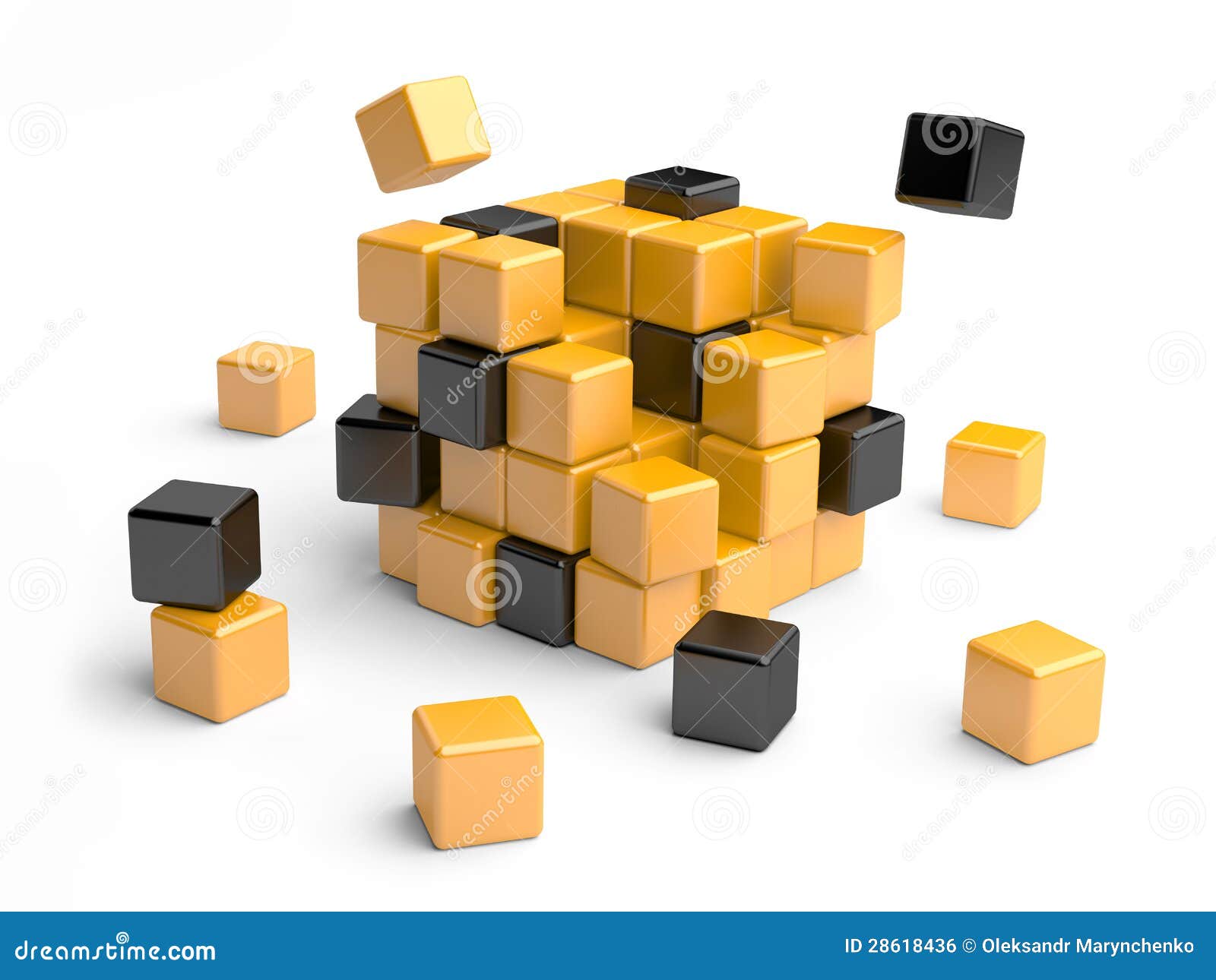 Cube Assembling from Blocks. Stock Illustration - Illustration of ...