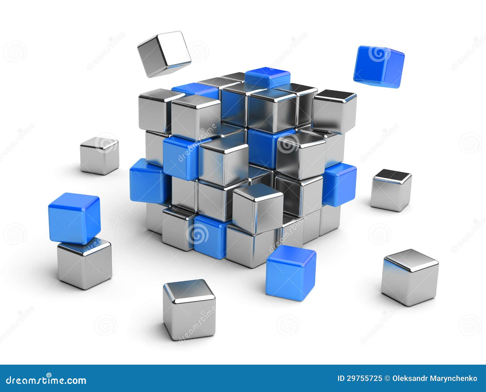 Cube Assembling From Blocks Stock Illustration Illustration Of