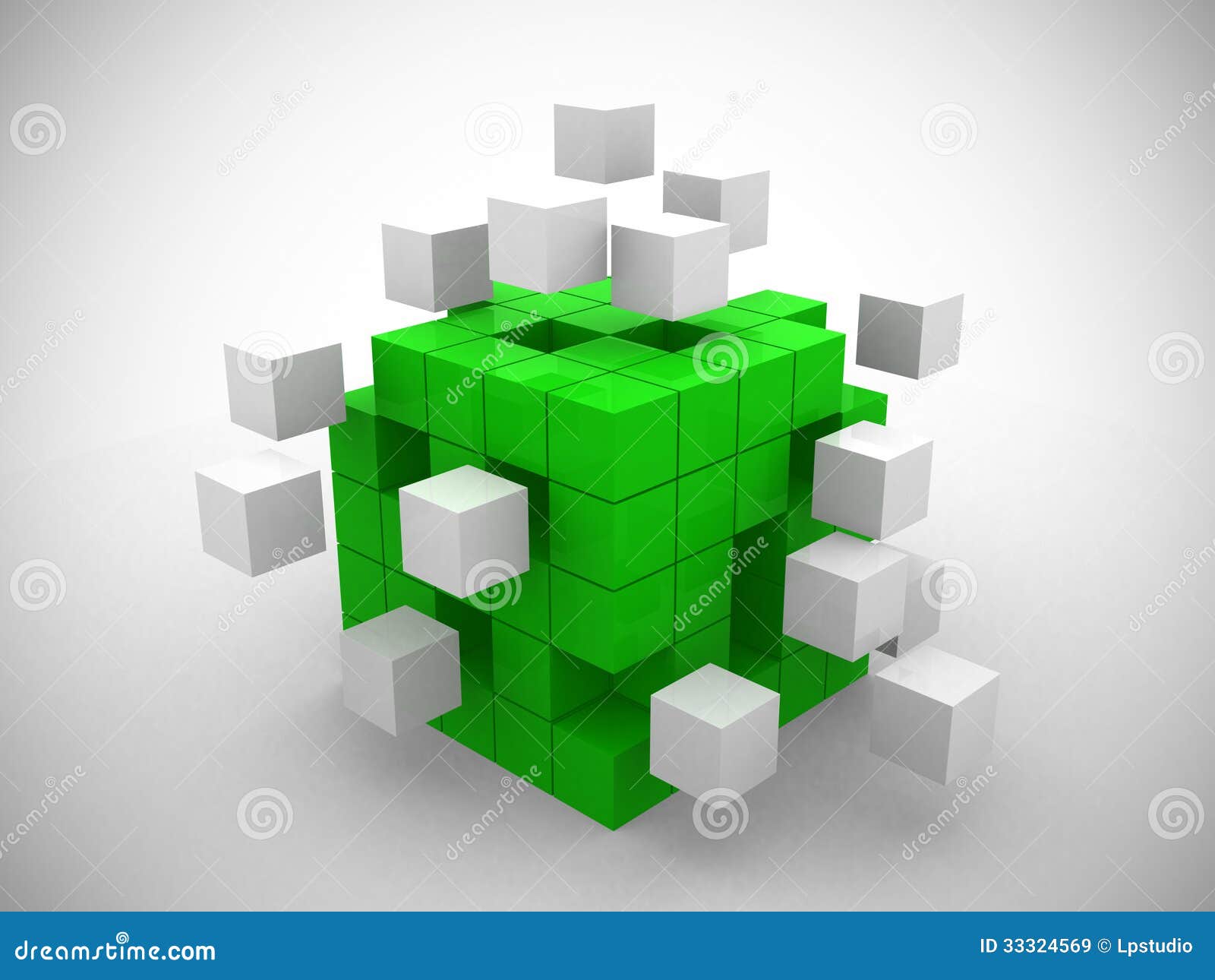 Cube Assembling from Green Blocks Stock Image - Image of plastic, shape ...