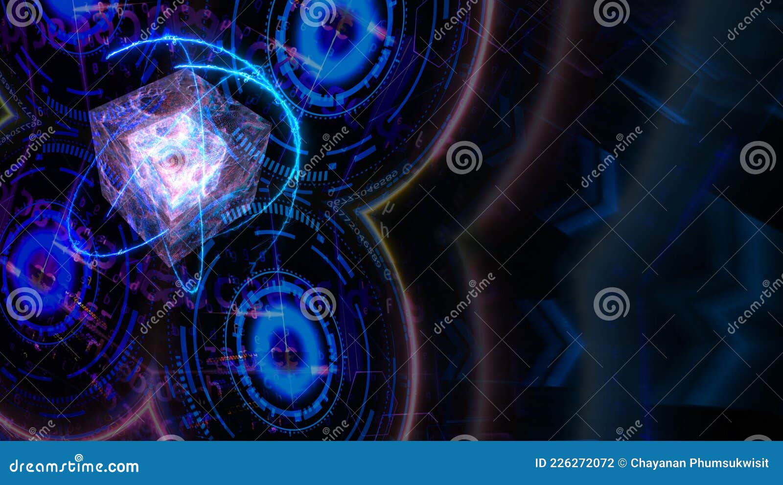 Cube and Atom Energy Moving and Quantum Futuristic Technology Computer ...