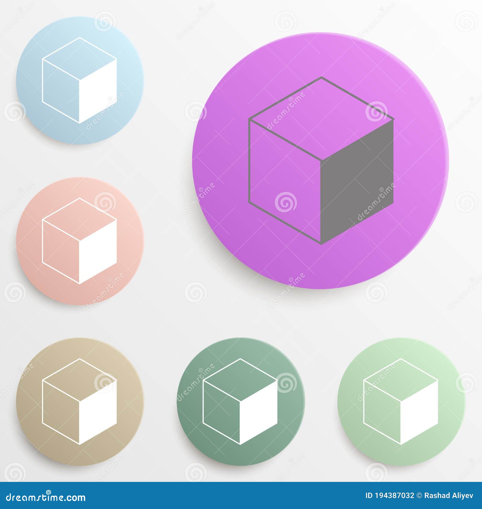 Cube Badge Color Set. Simple Glyph, Flat Vector of Web Icons for Ui and ...