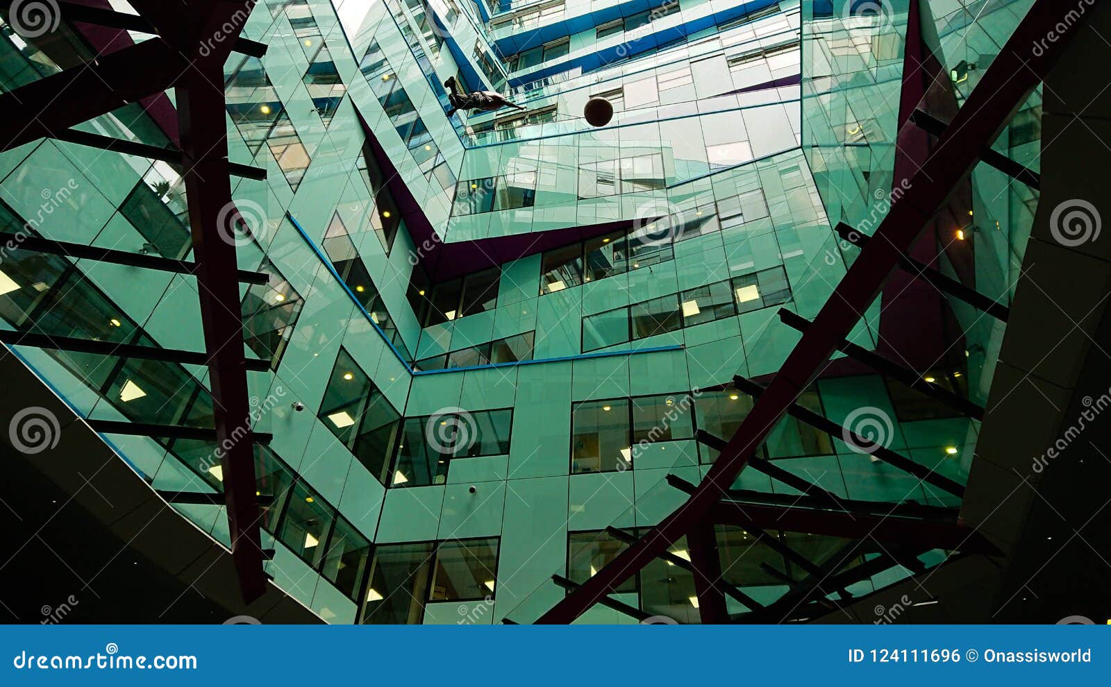 Birmingham, The Cube Futuristic Building Open Roof With Man Floating ...