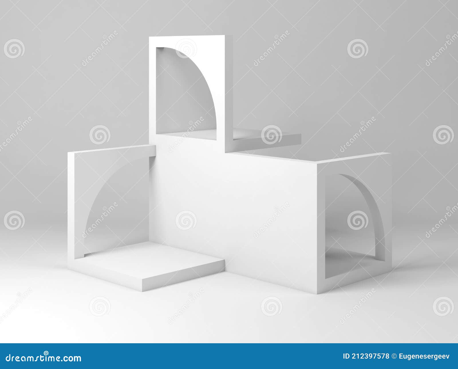 Cube Blocks Construction with Arches, 3d Rendering Stock Illustration ...
