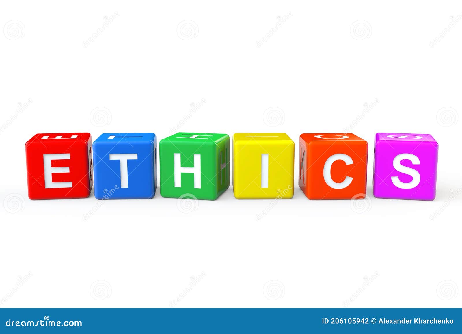 Cube Blocks With Ethics Sign. 3d Rendering Stock Photography ...