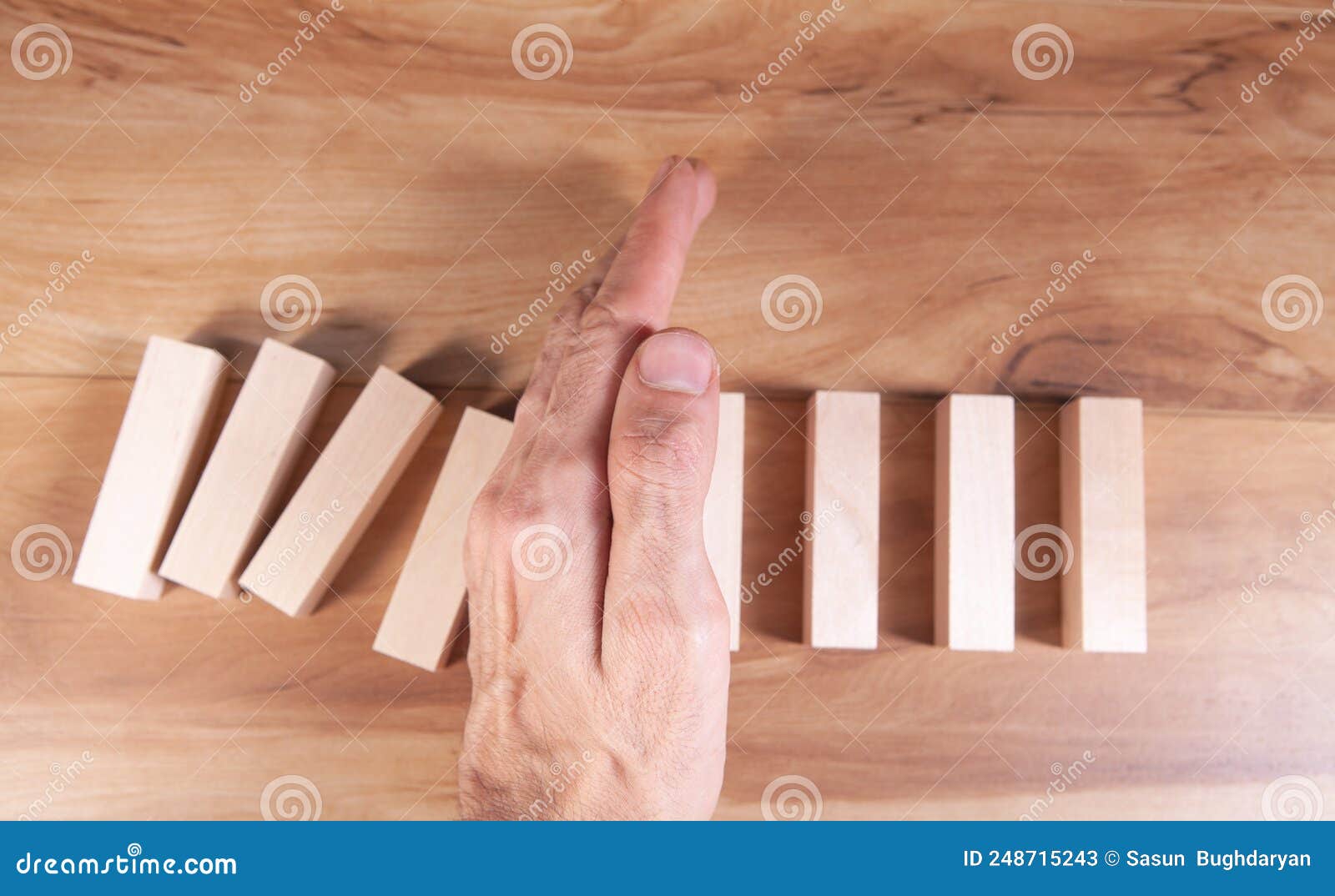 Cube Blocks Stop Falling Blocks on Table Stock Image - Image of saving ...