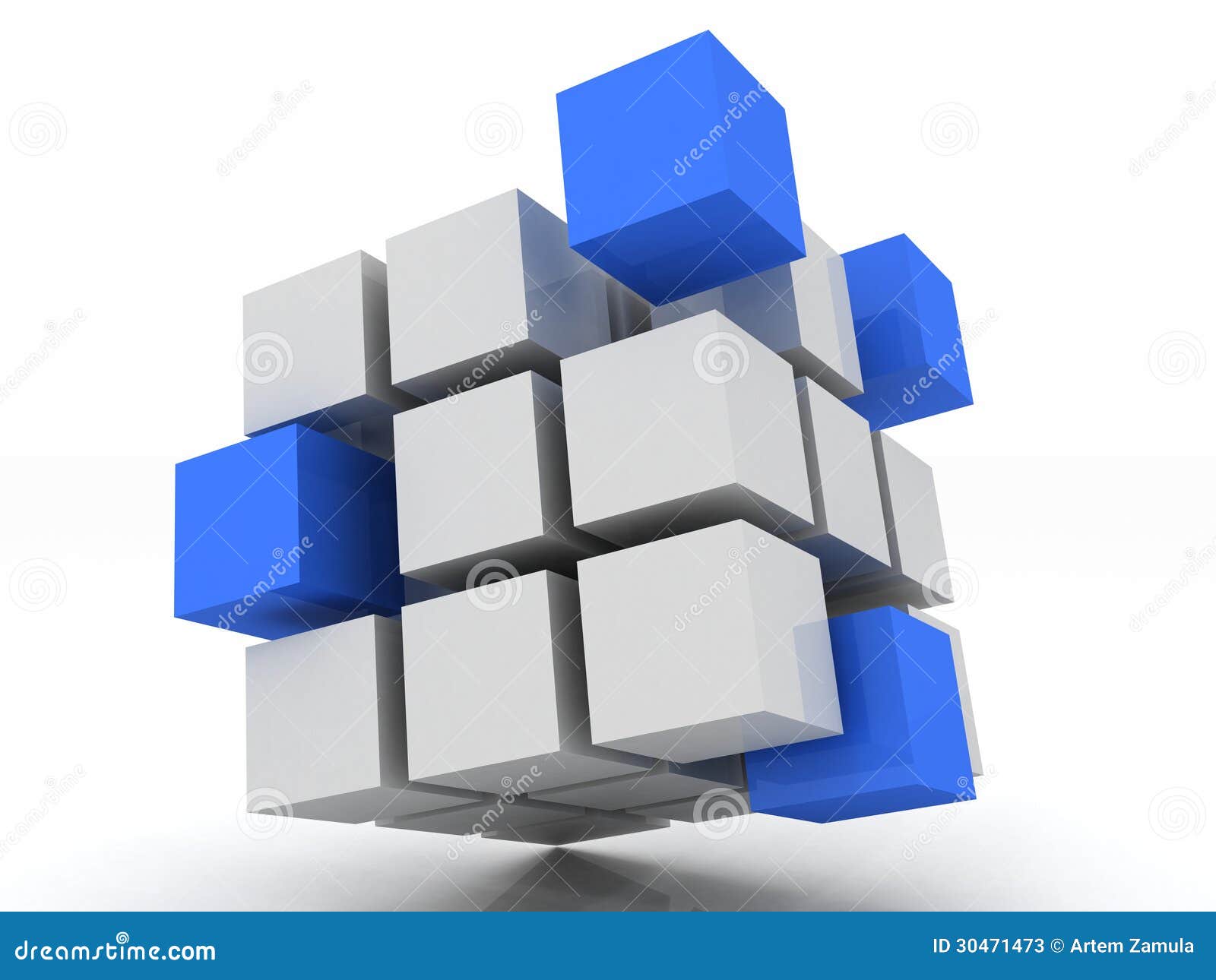 Cube Blue Assembling From Blocks Stock Illustration Illustration Of