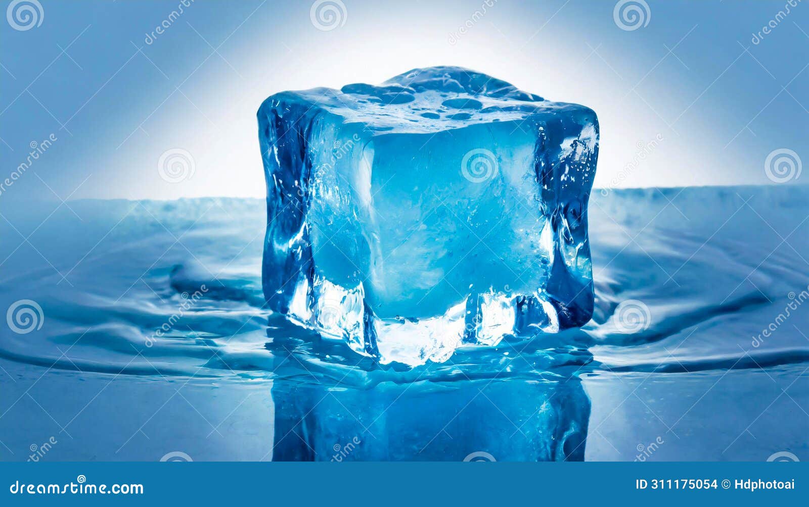 Cube of Blue Ice Isolated on a White Background Stock Illustration ...