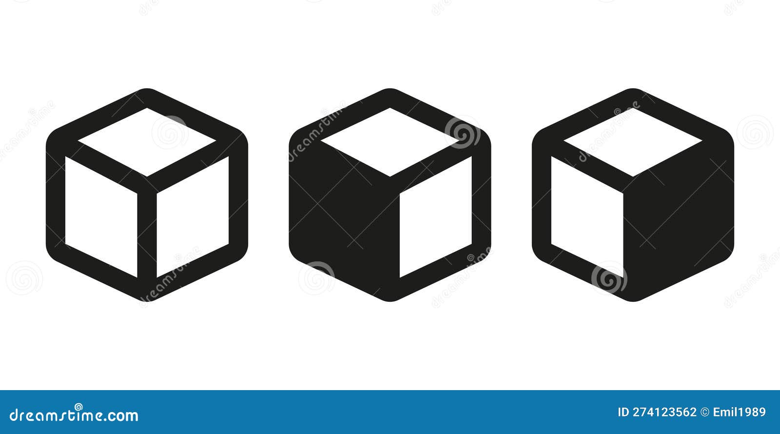 Cube box icon symbol set stock illustration. Illustration of clean ...