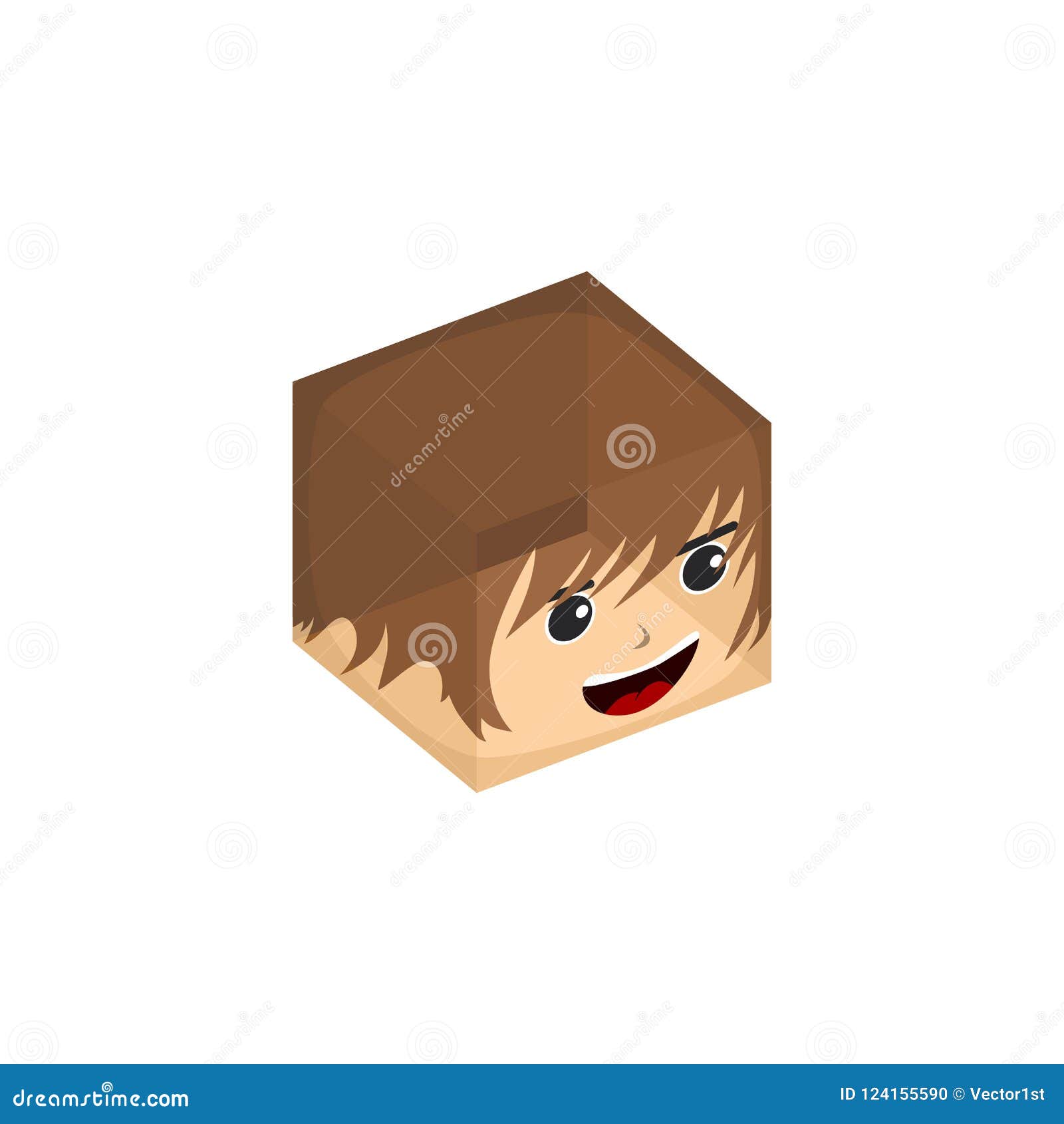 Cube Box Transparent Isometric Cartoon Character Stock Vector ...