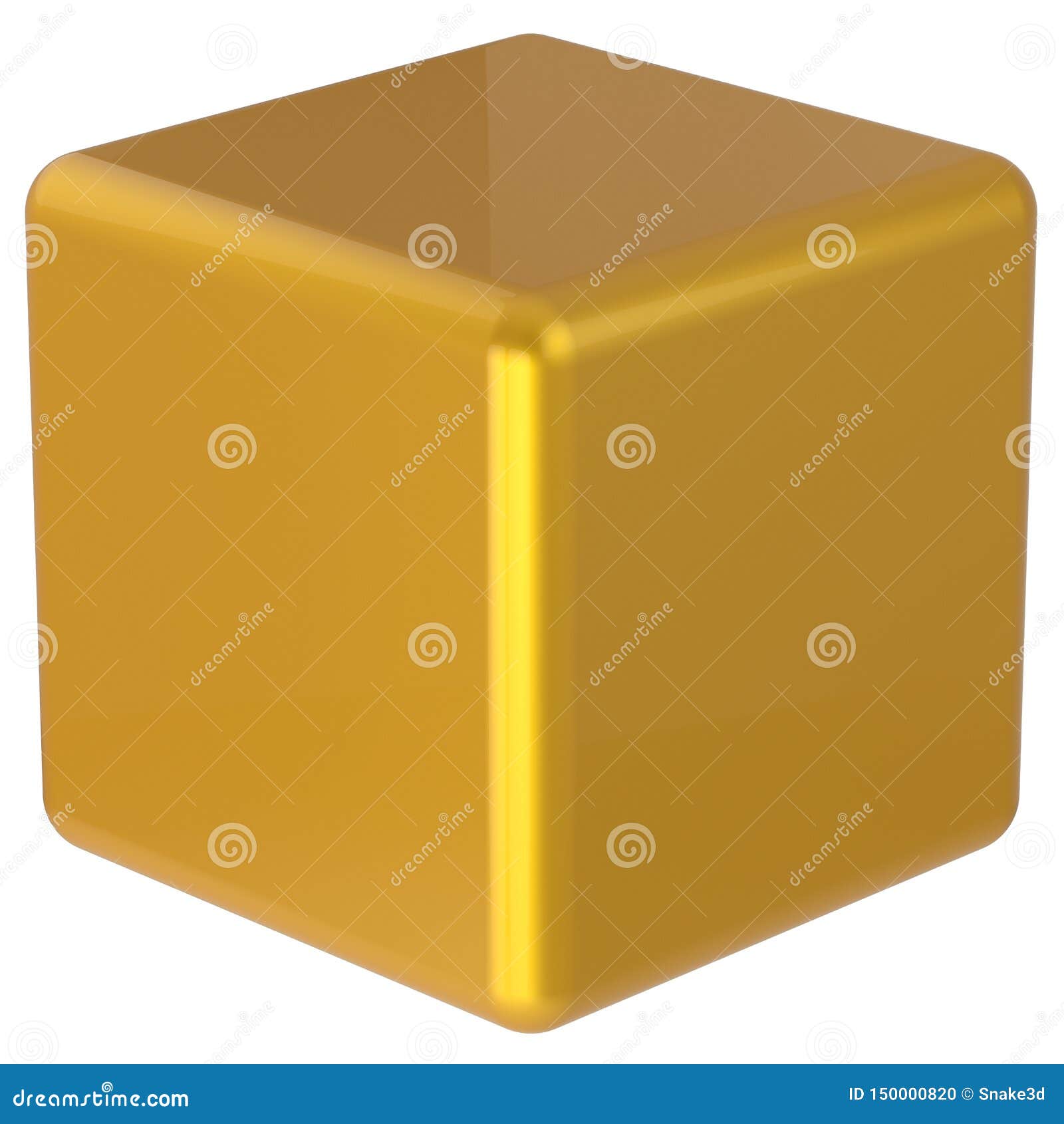 Cube Box Yellow Golden Simple Minimalistic Geometric Shape Stock ...